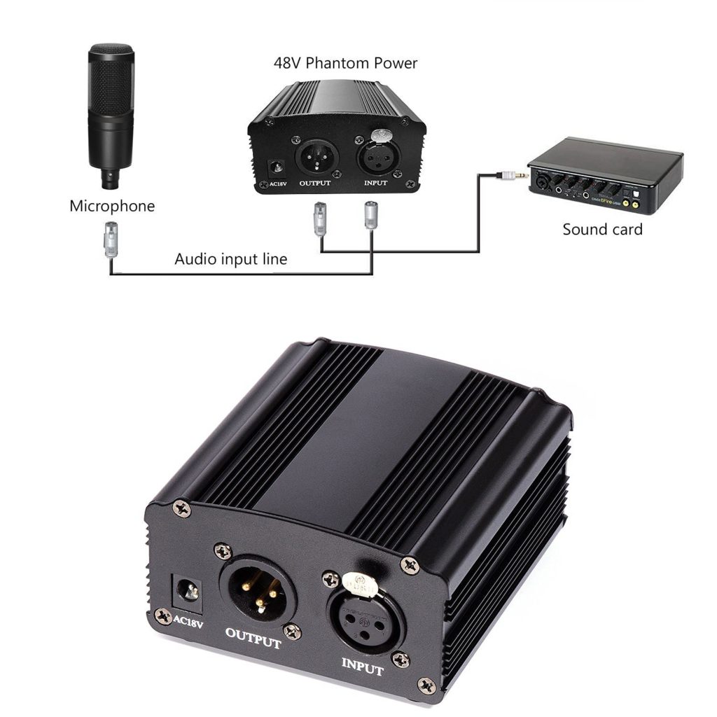 Donner Phantom Power Supply 48V 1- Channel for Condenser Microphones ...